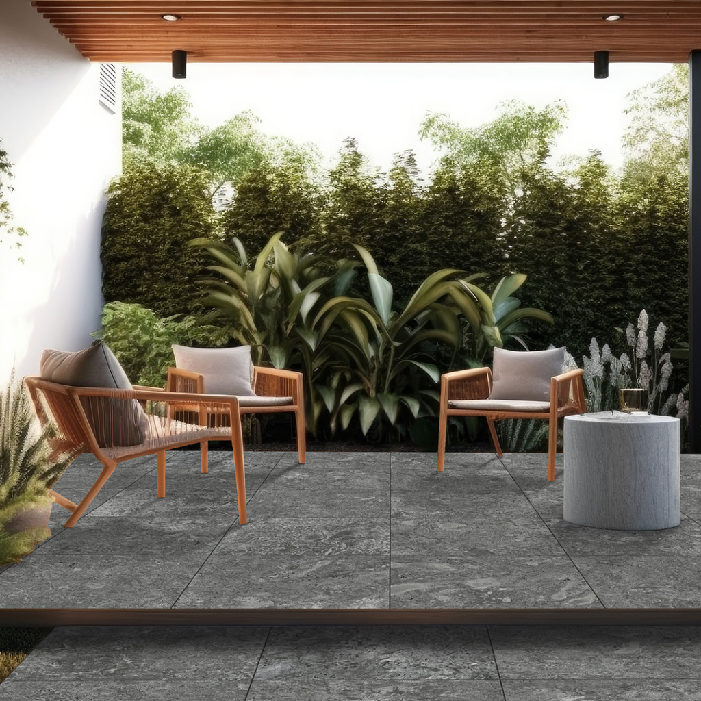 Old World Tabby Coral Nero Porcelain Pavers - Savannah Surfaces